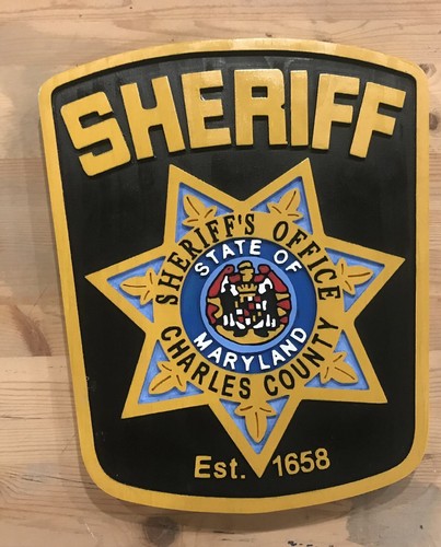 Police Sheriff Charles County 3D routed patch plaque wood Sign Custom ...