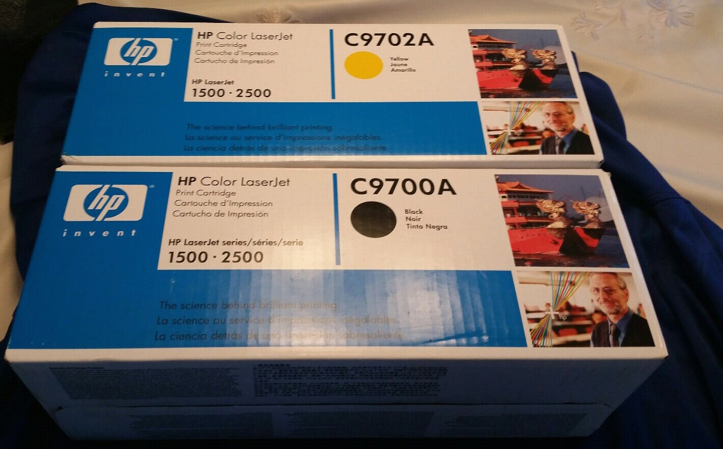Lot of 2 HP Laserjet Print Cartridges Black Yellow Color Toner Ink ...