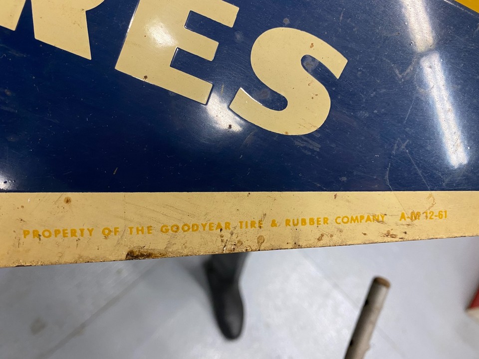 Vtg Goodyear Tire Display Sign Petroliana 1961 Garage Gas Oil Service ...