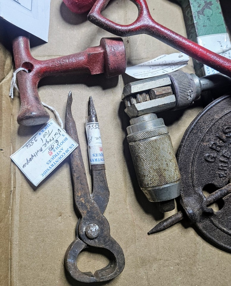 Antique Metal Tool Lot ESTATE SALE FIND Drill Multipurpose Tool Engine ...