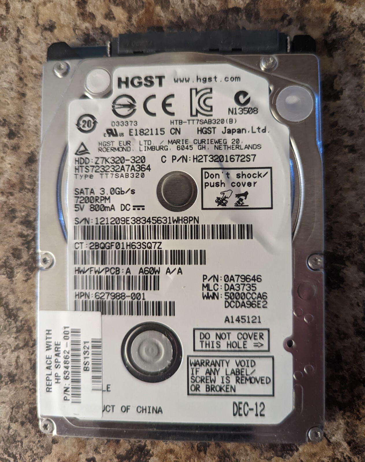 HGST 500GB 2.5" SATA 5400RPM Hard Drive HTS545050A7E380 Z5K500-500 FREE ...