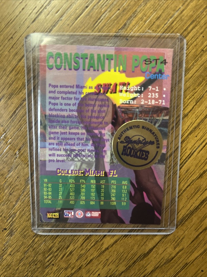 CONSTANTIN POPA AUTO 1995 SIGNATURE ROOKIES 12,500 MIAMI | eBay