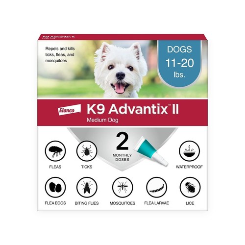 K9 Advantix II Flea & Tick Prevention for Medium Dogs 11-20 lbs 2 Doses ...