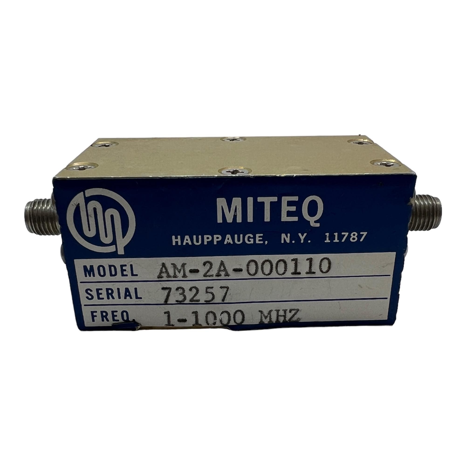 AM-2A-000110 Miteq RF Amplifier 1-1000Mhz 15VDC G:9db SMA(f) | eBay