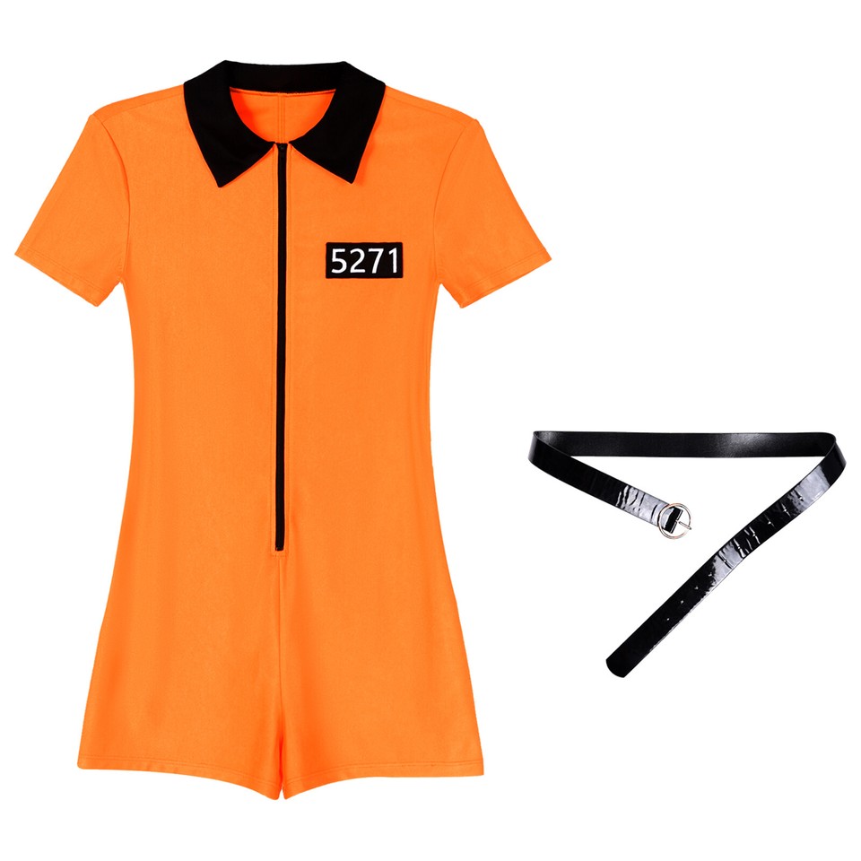 Men Outfits Manly Costume With Belt Uniform Prisoner Jumpsuit Cosplay ...