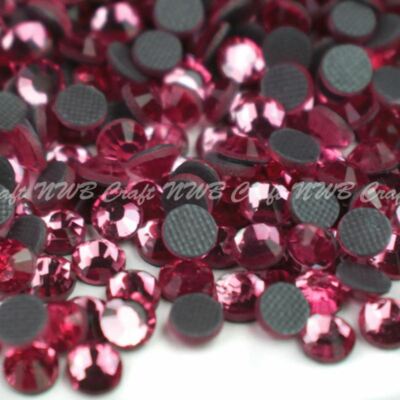 Hot Pink Hotfix Iron On Glass Rhinestones Flat Back Crystals Diamante ...