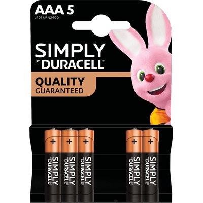 PILA MINI STILO AAA SIMPLY DURACELL - ALCALINA VOLT 1,5 CF=PZ 5- 10 ...