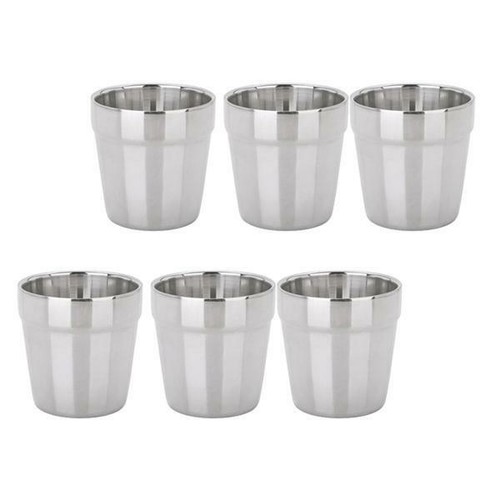 6Pcs 180ml Stainless Stackable Double-wall Tumbler Pint Cup Coffee Beer ...