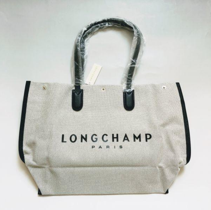 Longchamp Essentiel Canvas Tote Bag L Logo Horse Black Unused Outlet ...