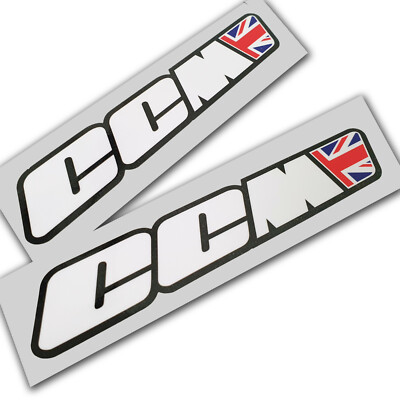 CCM text Motorcycle Union flag jack style graphics stickers x2 LRG ...