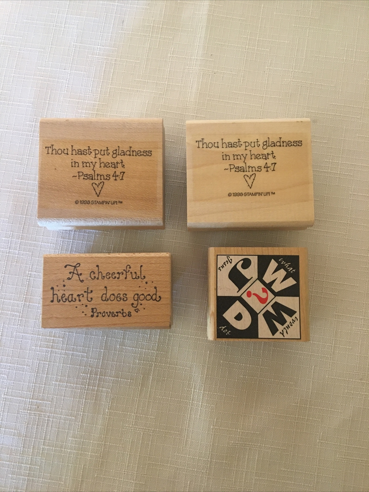 4 Wood Mounted Religious Rubber Stamps of Scripture Bible Spiritual ...