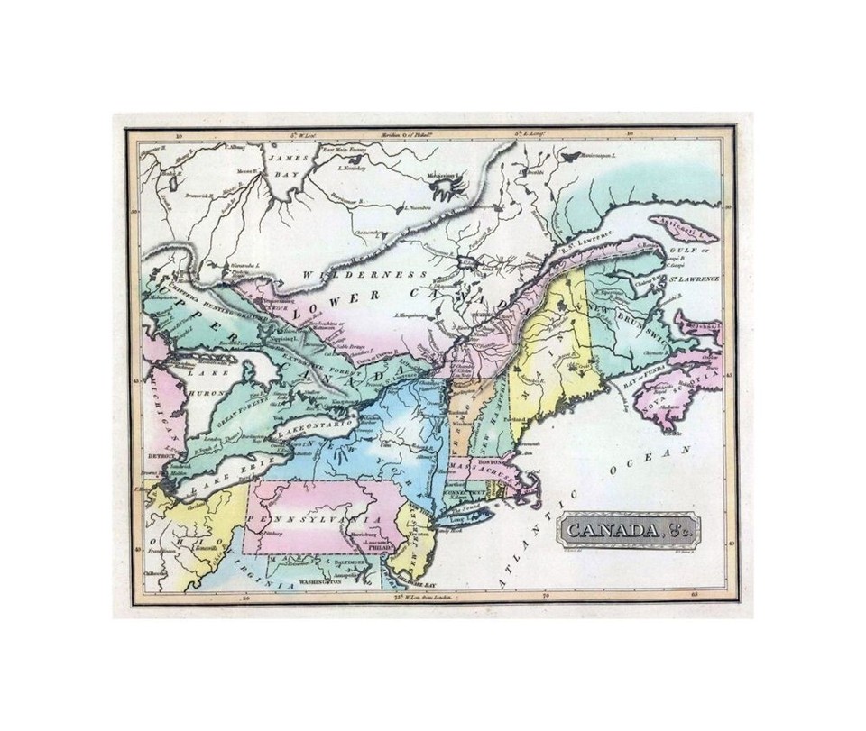 Map|World Atlas , Canada &c. 1822|Historic Antique Vintage Reprint|Size ...