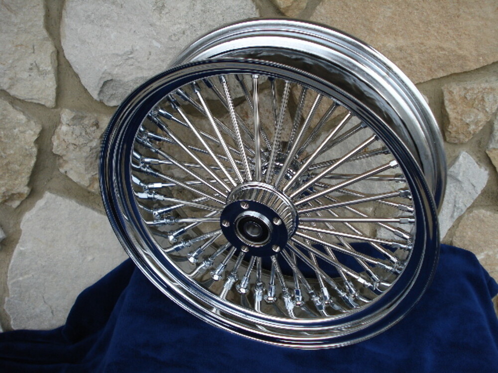 18X3.5 & 16X5.5 DNA MAMMOTH 52 FAT DADDY SPOKE WHEELS 4 HARLEY SOFTAIL ...
