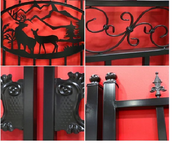 Greatbear 20ft. Bi-Parting Dual Swing Wrought Iron Gate fence, Stag ...