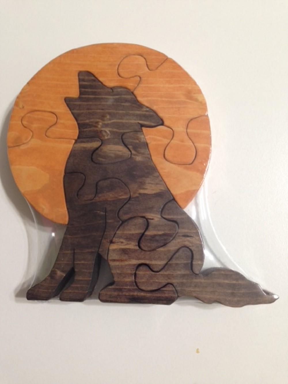 Wooden Scroll Puzzle - Howling Wolf - 9 Pieces - Stained | eBay