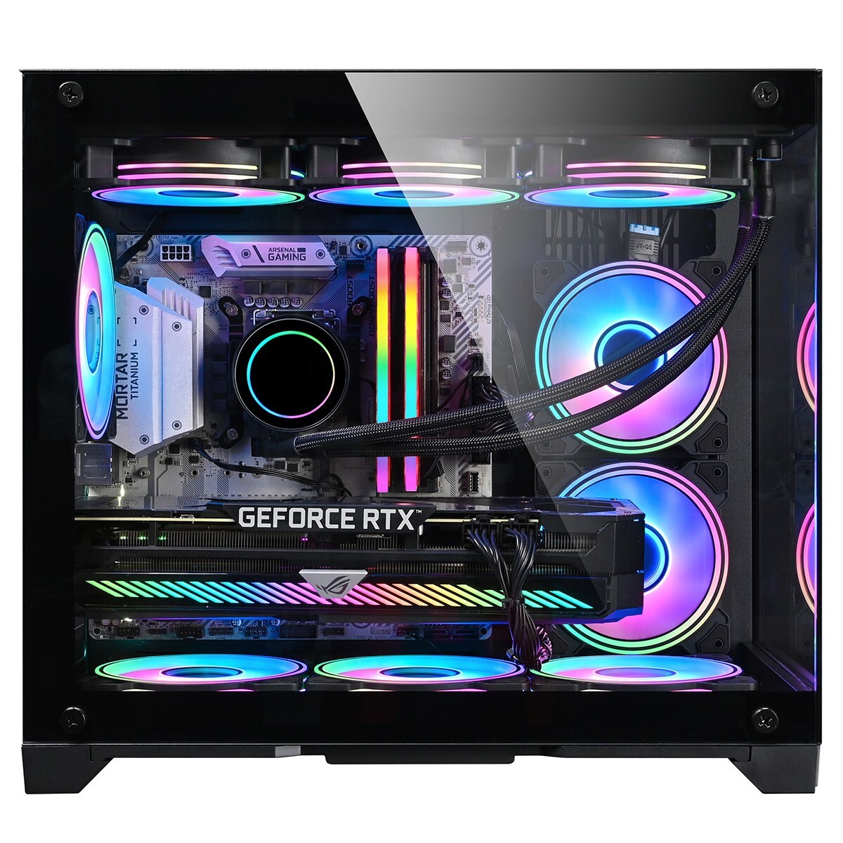 CiT Concept Black MATX Gaming Cube PC Case with Tempered Glass Panels 3 ...