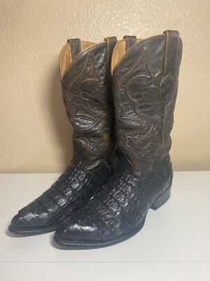 Wild West Black Roper Boots Genuine Leather Crocodile US Size 9 Mx Size ...