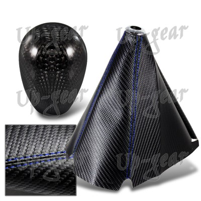 Universal Carbon Blue Stitch Manual Shift Boot +Type-R Carbon Fiber ...