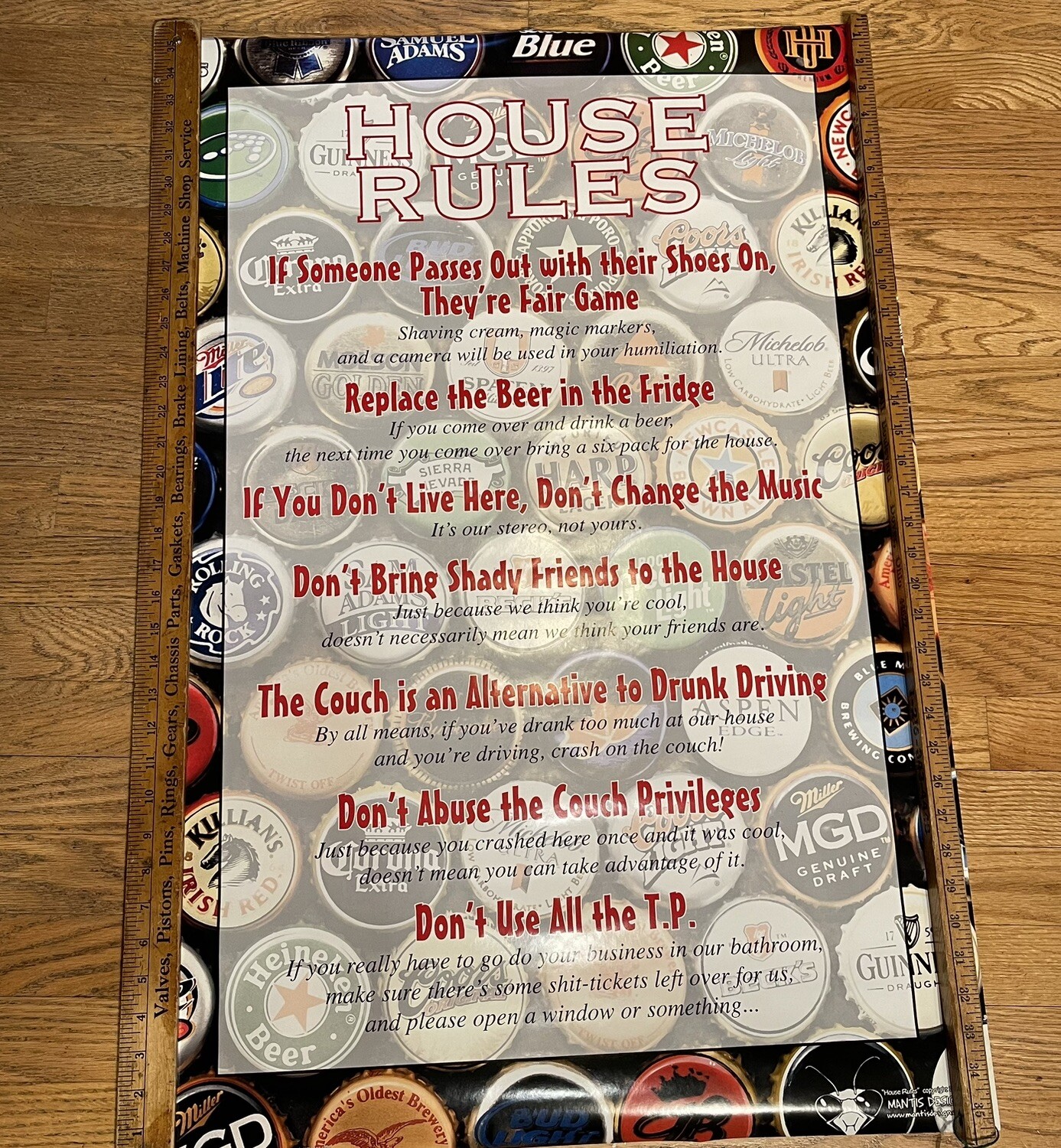 House Rules Party Mantis Design Drinking Beer VINTAGE POSTER 2004 ...