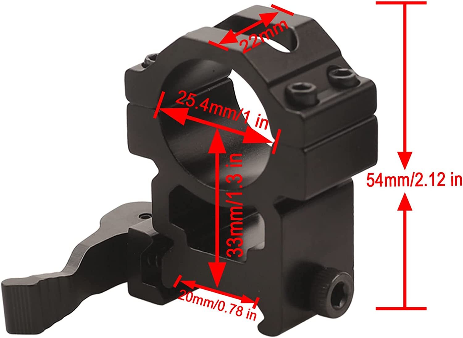 2Pcs Quick Release 1inch 25.4mm Scope Rings Mount for 20mm Picatinny ...