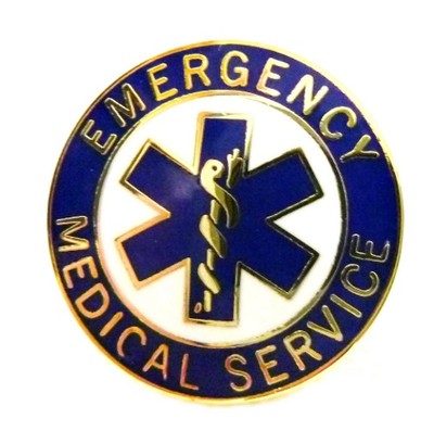 EMS Collar Device Pin Emergency Medical Service Blue Gold Trim Star of ...
