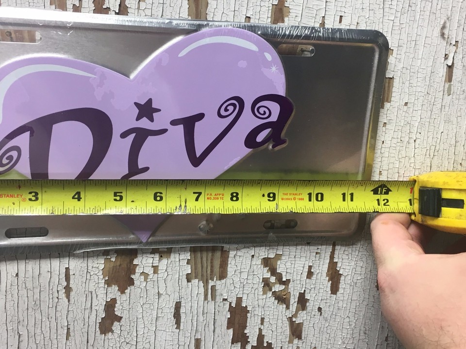 "Diva" 6" x 12" Metal License Plate Sign novelty heart car truck purple ...