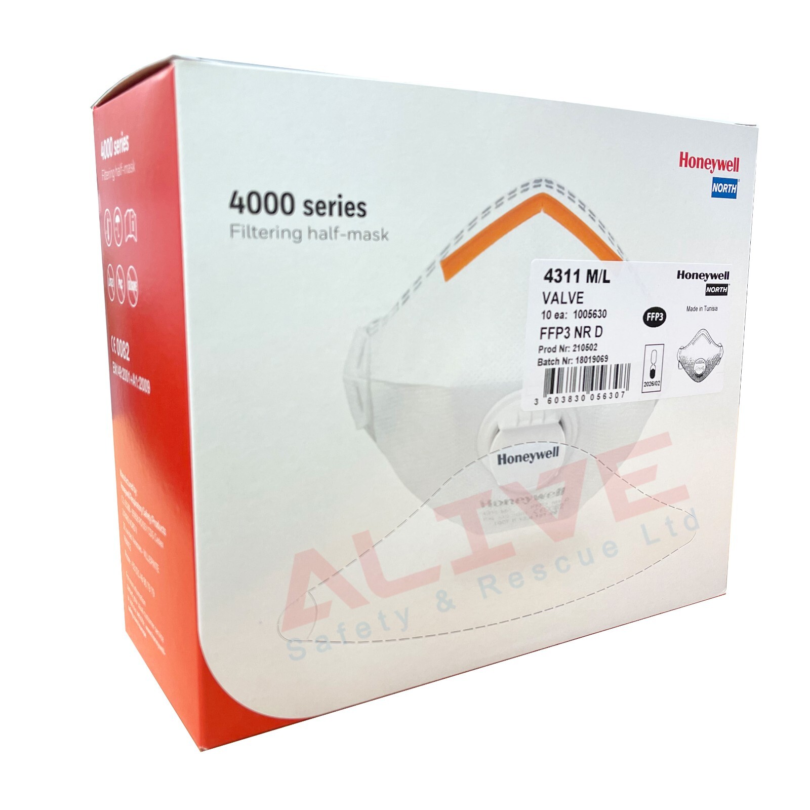 Honeywell FFP3 Mask 4311 M/L NR D Valved Mask Filtering Half Mask - Box ...