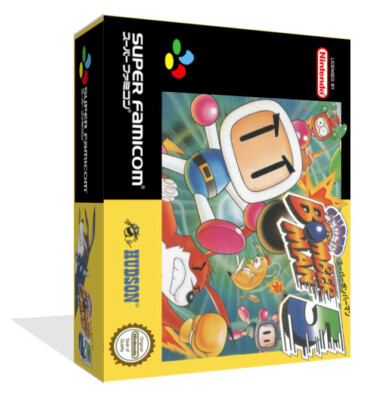 - Mega Bomberman 5 SNES Super Famicom Game Case Box + Cover Art Work ...