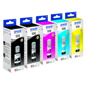 Genuine Epson Ecotank 105 & 106 CMYK Ink Bottles for ET-7750 and ET ...