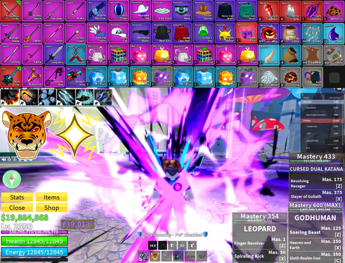 Blox Fruit Lv2550 Cyborg V4 Godhuman Awaken Leopard Light CDK Skul ...