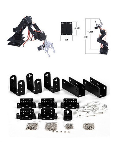 1 Set Black 6 DOF Aluminium Mechanical Robotic Arm Clamp Claw Mount ...