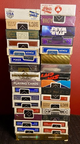 34 Playing Card Full Decks Huge Lot Rare Bicycle Theory 11 Sealed/Open ...