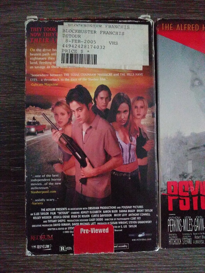 Lot 5 Detour VHS 2003 Zombie Rare Horror it psycho frenzy vertigo ...