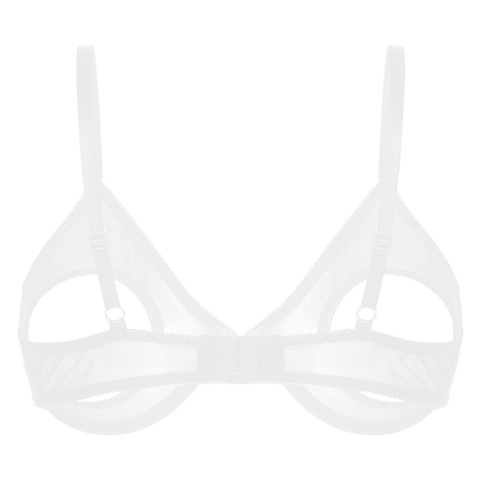 Women's Out Open Cups Bra Underwired Adjustable Straps Sheer Mesh ...