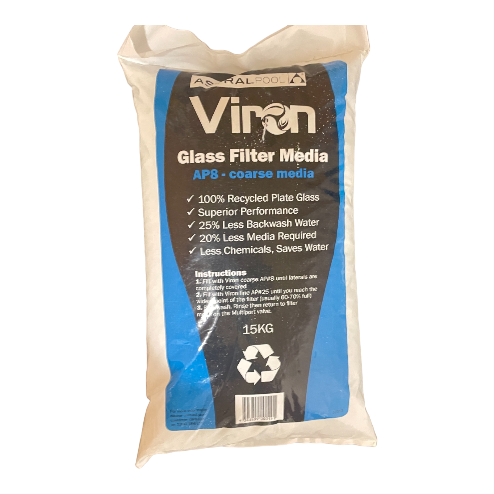 Viron Active Glass Filter Media - 15KG Coarse Grade *Pickup Only ...