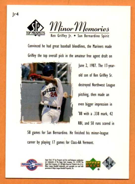 KEN GRIFFEY JR * 1999 Upper Deck SP Prospects * Minor Memories #JR4 ...
