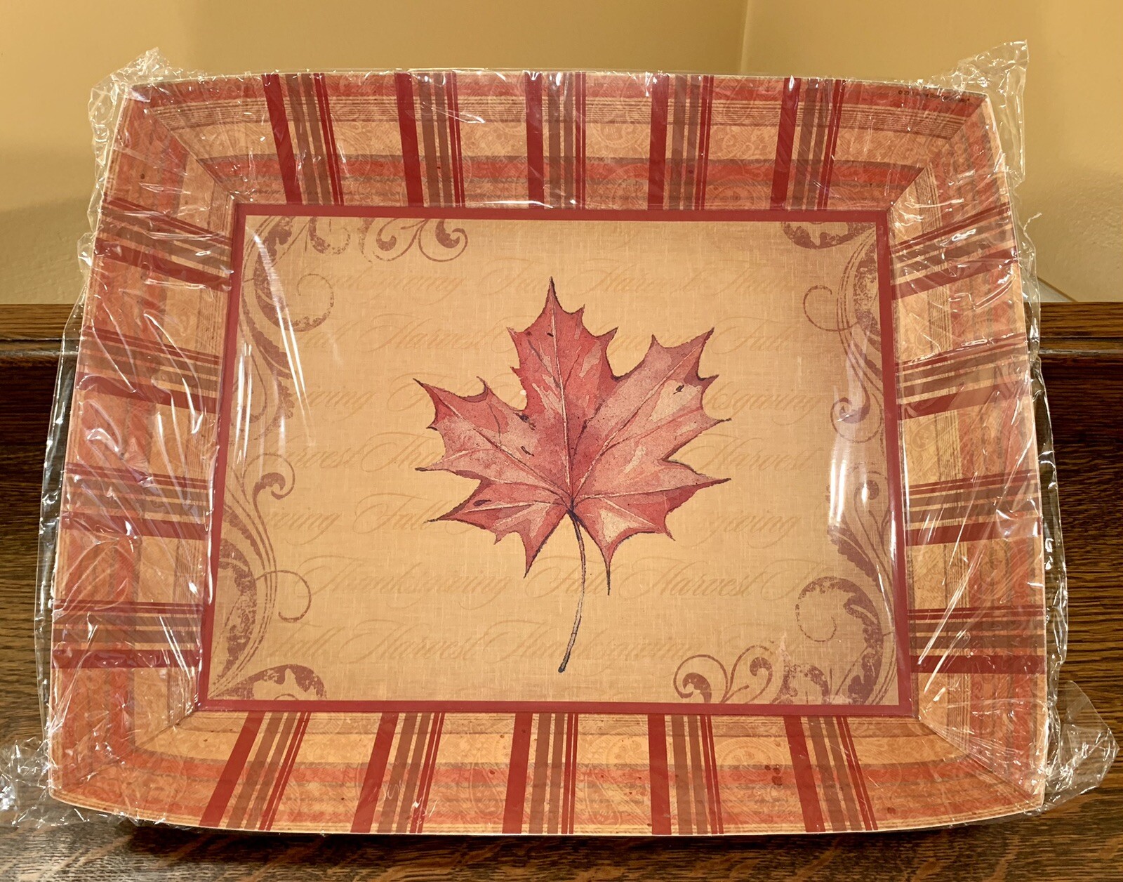 2 Count Pack Of Disposable AUTUMN LEAVES 15x12x2 FALL Serving Tray ...