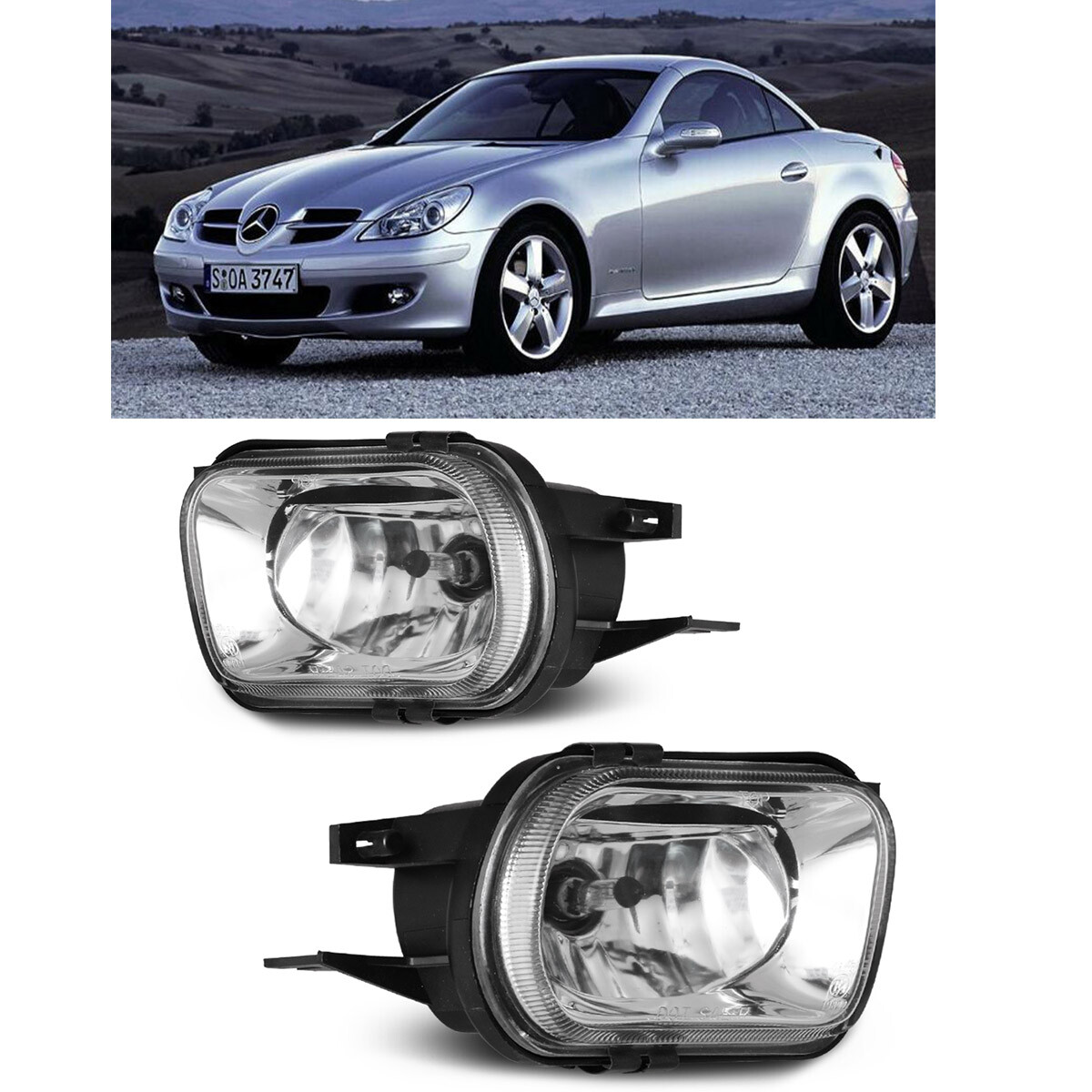 For Mercedes Benz C200/C230/C240/C280/C320 Fog Lights Clear Bumper ...