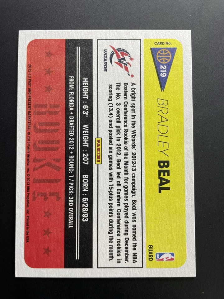 2012-13 Panini Past & Present Bradley Beal Rookie RC Washington Wizards ...