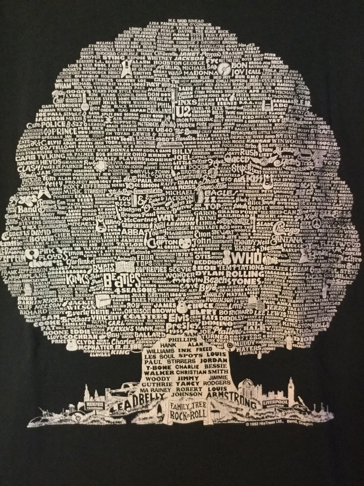 Family Tree Of Rock& Roll. 1992. Black. XL. Screen Stars. | eBay