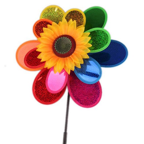 Double Layer Colorful Sunflower Windmill Kids DIY Outdoor Toys Garden ...
