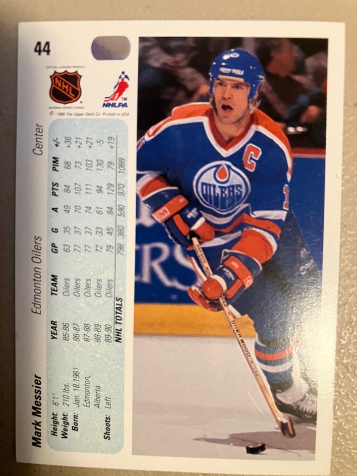 #44 Mark Messier - Edmonton Oilers - 1990-91 Upper Deck Hockey | eBay