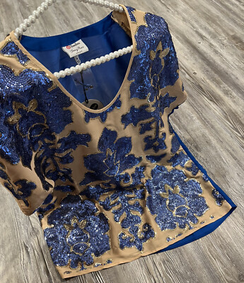 NWT Neiman Marcus Tracy Reese Target Collection Beige Blue Silver ...