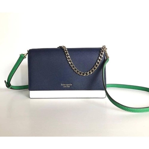 Kate Spade Color Block crossbody & Wallet (Blue,Green,White) Cameron ...