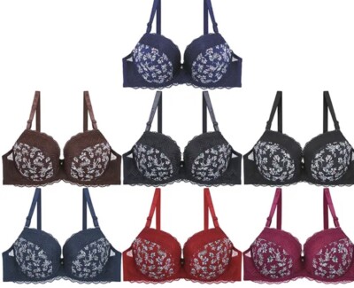 1 or 6 pcs Binny’s premium quality D cup floral light padded Demi bras ...