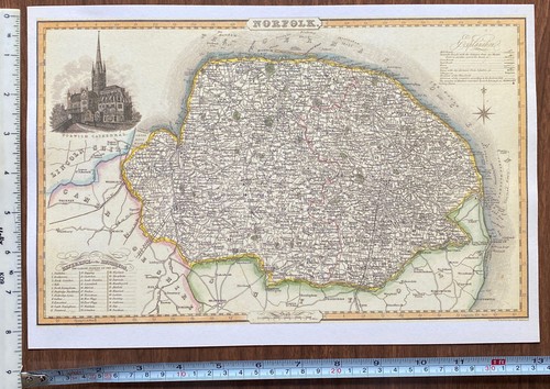 Old Victorian Railway Map Norfolk: 1840 Pigot: Historical, Antique ...