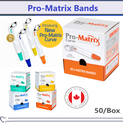 Dental Pro-Matrix Bands Straight or Curved, 6mm or 45mm, 50/Box Blue ...