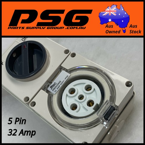 5 Pin 32A Amp Switched Socket Combination Outlet Combo Outlet, 3 phase ...