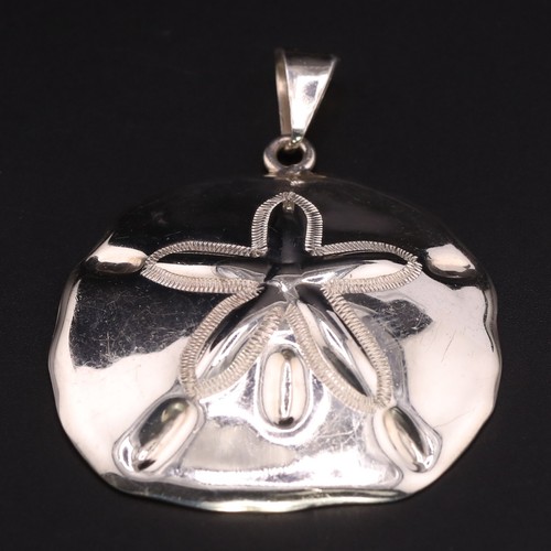 VTG Sterling Silver - MEXICO ATI Sand Dollar Sea Shell Necklace Pendant ...