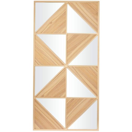 24 In. X 47 In. Wood Light Brown Triangle Mirrored Geometric Wall Decor ...